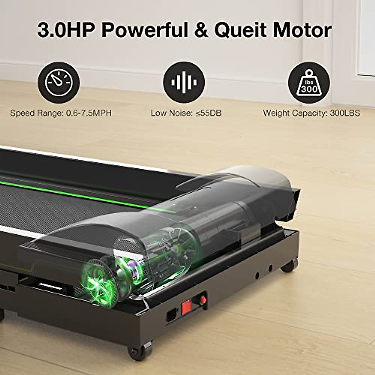 Superun Folding Treadmills for Home, 3HP Treadmill with LED for Walking & Running, Portable Treadmill with Bluetooth Connectivity APP