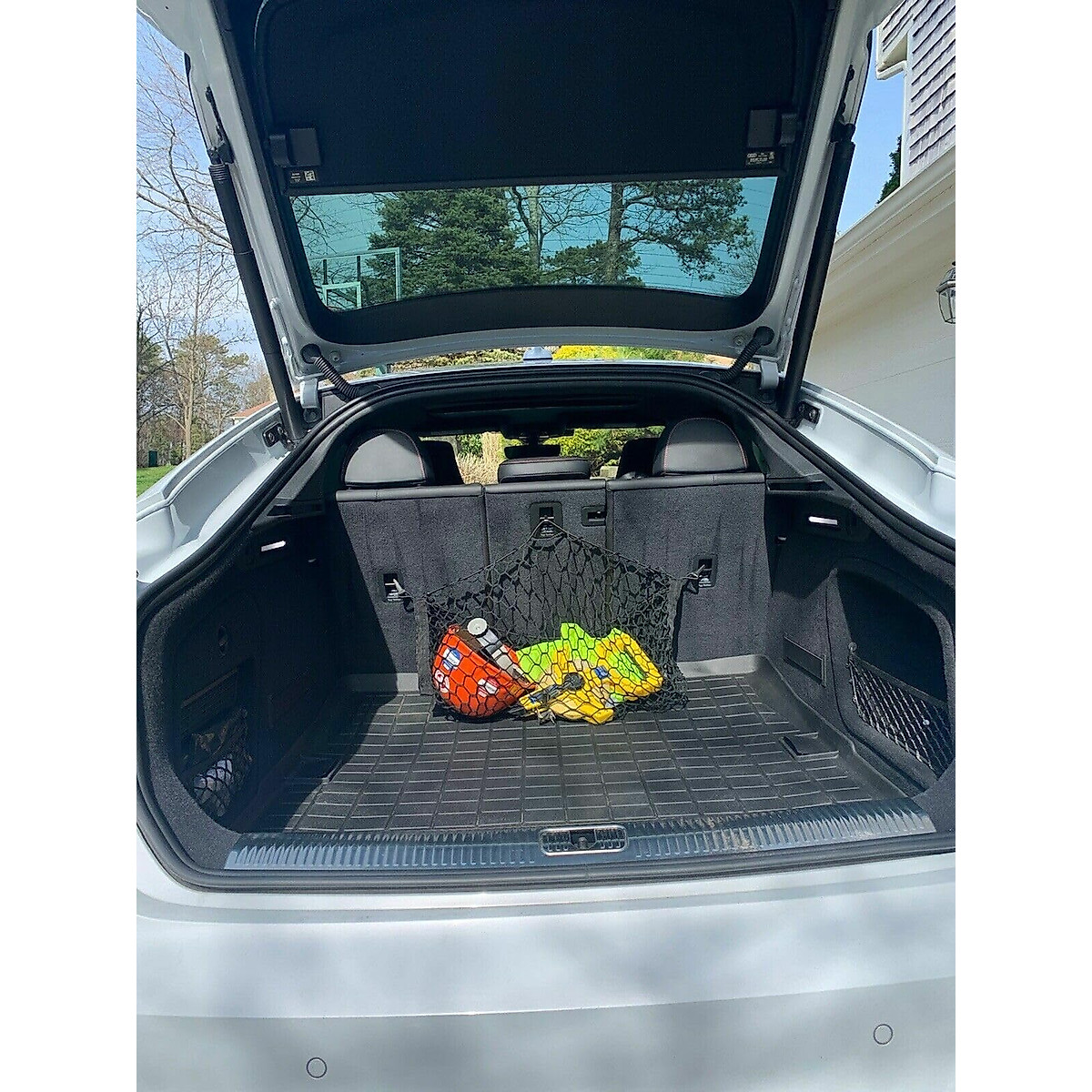 EACCESSORIES EA Trunk Rear Seats Organizer Cargo Net for Audi A5 RS5 S5 Sportback 2018-2023-Envelope Style Cargo Net for Hatchback-Premium Mesh Car Trunk Organizer-Compatible with A5 RS5 S5 Sportback
