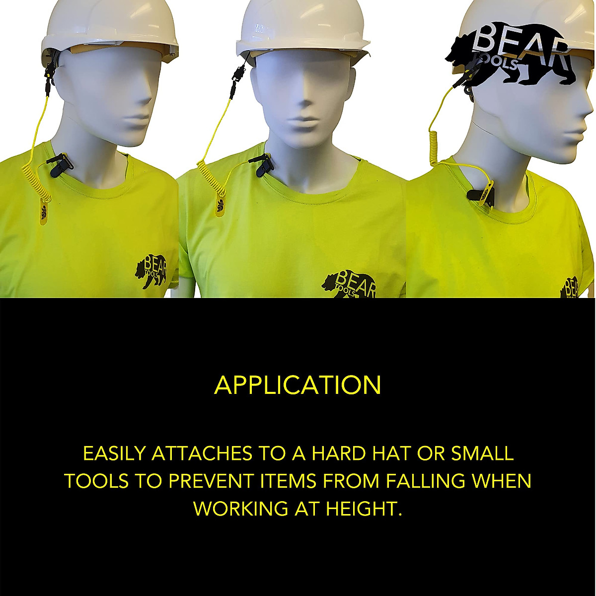 BearTOOLS Micro Coil Elastic Lanyard, Max Load 0.9kg 50cm Dual Attachment | Tool Lanyard for Small Tools, Helmets | Coil Lanyard, Hardhat Accessory | Used in Construction & Work Sites (1-Pack)