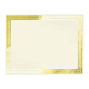 50 Sheets Blank Certificate Paper for Printing with Gold Foil Border for Graduation Diploma, Achievement Awards (8.5 x 11 in)