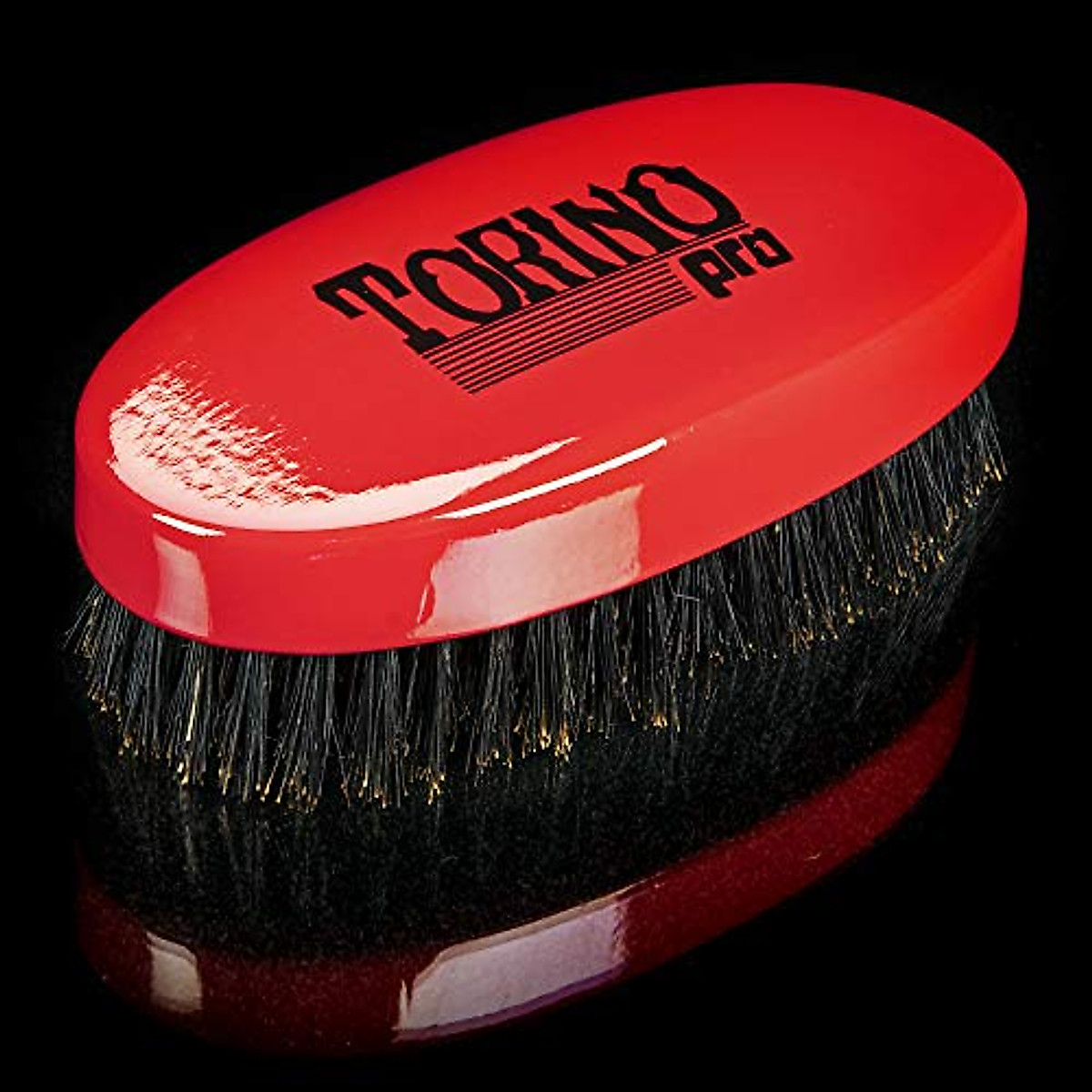 Torino Pro Wave Brush #1000 - By Brush King - Medium Hard Oval Palm/Military 360 Waves Brush Red