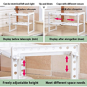 LEAYAN Under Sink Storage Under Sink Organizer Kitchen,Expandable Home Organizer Rack,Multifunctional Under Sink Organizer Home Storage Rack,for Bathroom Under Sink Rack Shelf, White 60 * 26 * 38cm