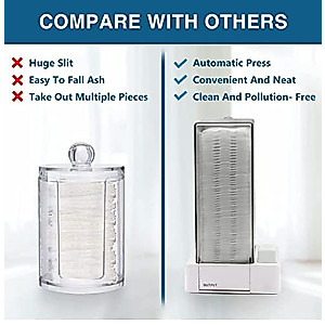 Automatic Cotton Pad Holder Plastic Cosmetic Pads Dispenser Makeup Cotton Press Out Square Container for Vanity Storage and Organizer (Grey) (FG-01)