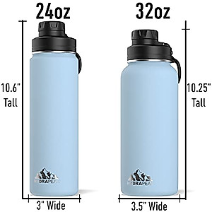 Hydrapeak 32 oz Insulated Water Bottle with Chug Lid - Reusable Leak Proof Stainless Steel Water Bottles, Double Wall Vacuum Insulation | 24 Hours Cold and 12 Hours Hot (Cloud)