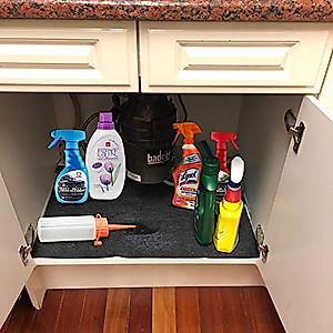 Under The Sink Mat (36" x 24")– Premium Cabinet Mat , Absorbent/Waterproof/Washable/Lightweight/Cuttable – Protects Cabinets, Contains Liquids