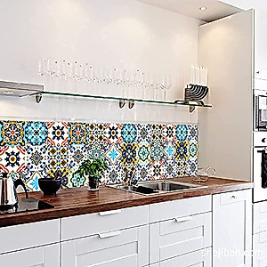 16Pcs Decorative Tile Stickers, 6x6 Inches Vinyl Self Adhesive Removable Waterproof Peel and Stick Backsplash Walls Stickers for Kitchen, Bathroom, Stairs, Cupboard