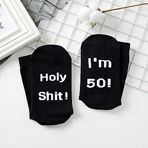 Udobuy 50th Birthday Gift for Men or Women, 50th Birthday Socks, Funny Socks with Sayings - Printed Men's and Ladies Novelty GIFT
