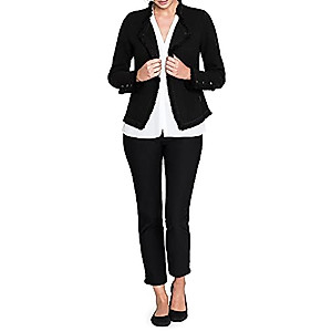NIC+ZOE womens Fringe Mix Jacket Casual Blazer, Black Onyx, Large US