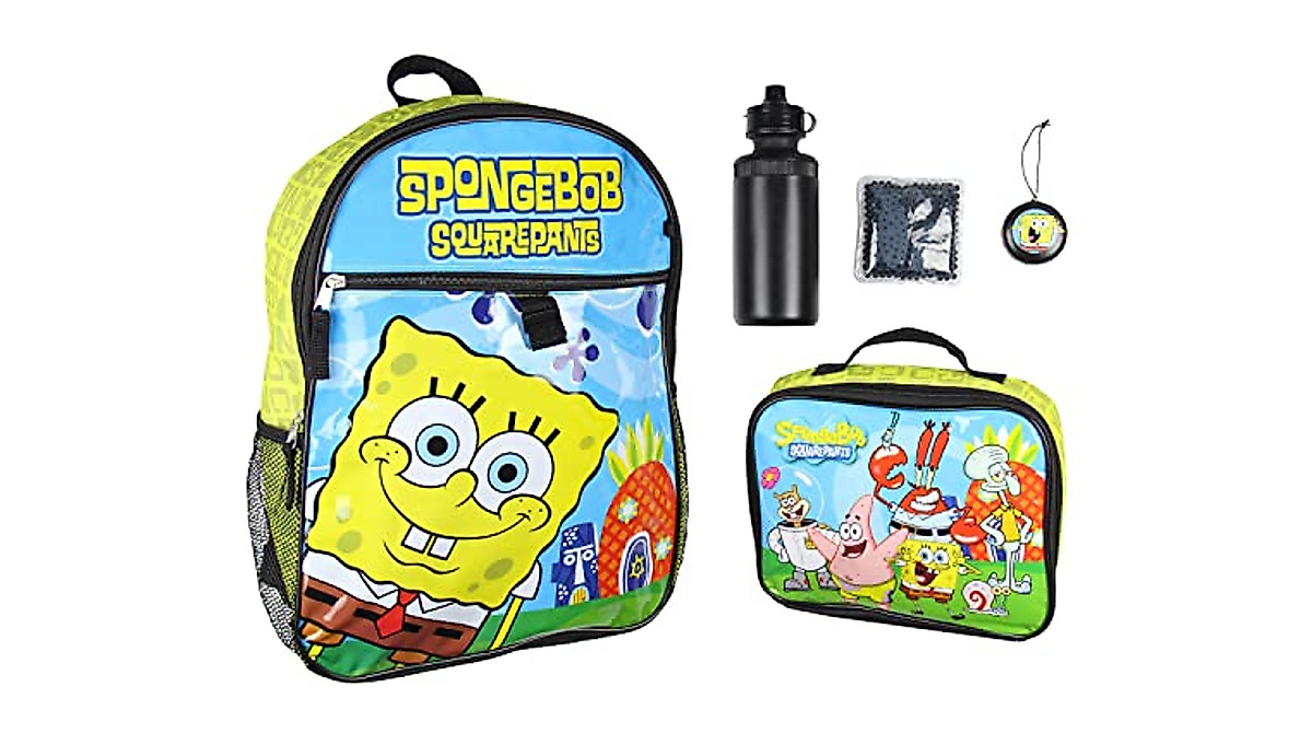 Nickelodeon SpongeBob 5 PC Backpack Set w/ Lunchbox & More