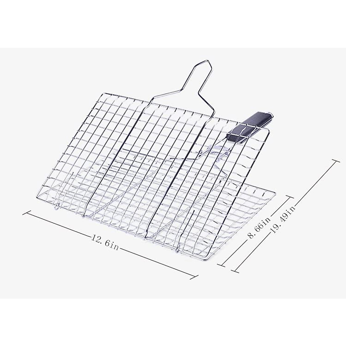 Foldable Grill Basket,Portable Stainless Steel BBQ Barbecue Grilling Basket,With Removable Handle,For Vegetables,Steak,Fish,Shrimpand Whether At Home or OutdoorsBBQ,It Is A Very Practical Barbecue Tool