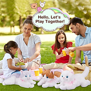 Plush Cat Stuffed Animal White Cat Realistic Toy Super Soft Kitten Cuddly Pet Kitty Fluffy Soothing Hugging Sleeping Birthday Christmas Children's Day Gift for Kid 14.96"