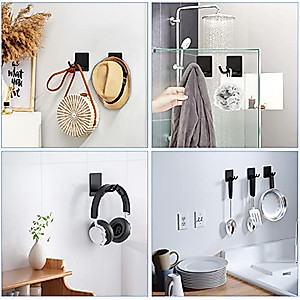 FUMAX Adhesive Hooks, 304 Stainless Steel Wall Towel Hooks, Heavy Duty Self Adhesive Sticky Hooks for Hanging Towel Robe Hat Coat Key