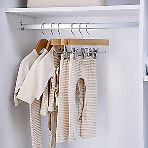 Nature Smile Kids Solid Wooden Pants Hangers,Baby Toddler Children Wood Skirts Hangers,Trousers Bottom 11.8 inches Hangers with 2-Adjustable Clips Anti-Rust Hook Pack of 20 (Natural)