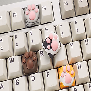 HFSECURITY Colorful Cute Milk Caws Siam Cat Paw Design Keycaps for Cherry Mx Switch Mechanical Gaming Keyboard ABS Soft Silica Gel Key Caps (milkcowcatkeycaps)