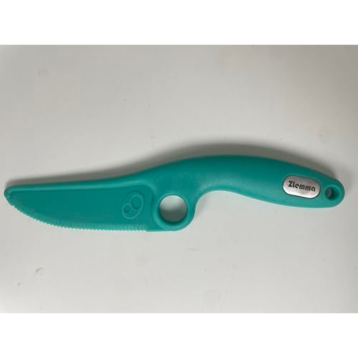 ZLemma Toddler Learning Knife with Educational Ring for Real Cooking, Adorable Dog Design, Safe Serrated Edge for Cutting Training, and Premium Nylon Material Blade, Mint Blue