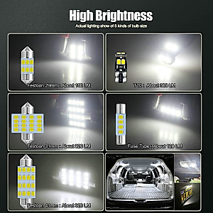 EBAIFUN 26-Pack 6000K White 12V DE3175 6411 T10 2825 6612F 6615F 31mm 41mm LED bulb Kit for Car Truck Interior Map Dome Vanity Mirror Sun Visor Light Cargo Trunk Door Courtesy License Plate Light