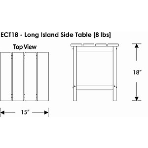 POLYWOOD ECT18BL Long Island 18" Side Table, Black