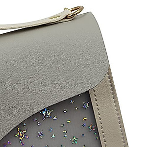 Suillty Women Small Square Shoulder Bag Star Sequin Cell Phone Messenger Crossbody Bag Clutch Wallet Tote Handbags