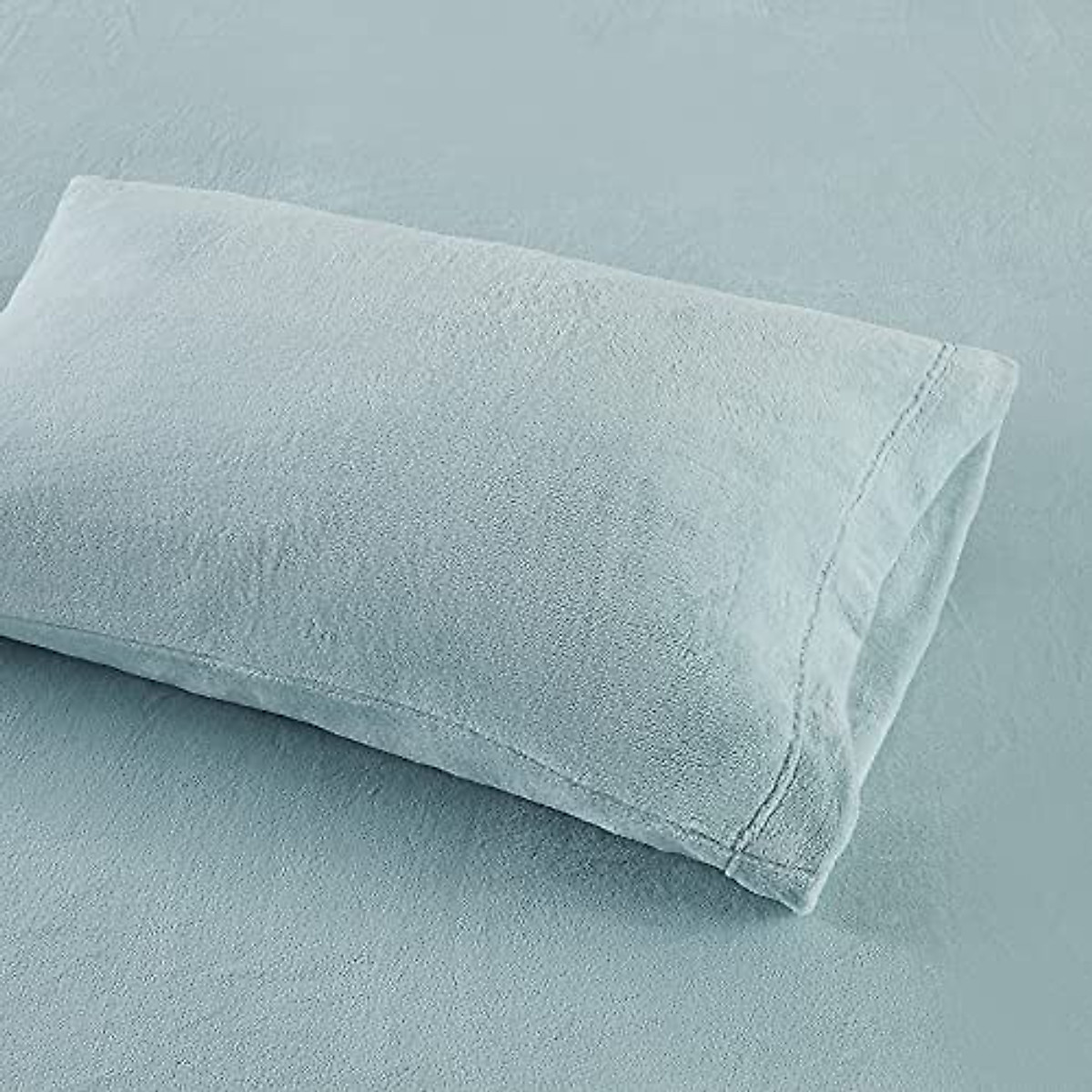 Sleep Philosophy True North Soloft Plush Bed Sheet Set, Wrinkle Resistant, Warm, Soft Fleece Sheets with 14" Deep Pocket Cold Season Cozy Bedding-Set, Matching Pillow Case, King, Aqua, 4 Piece