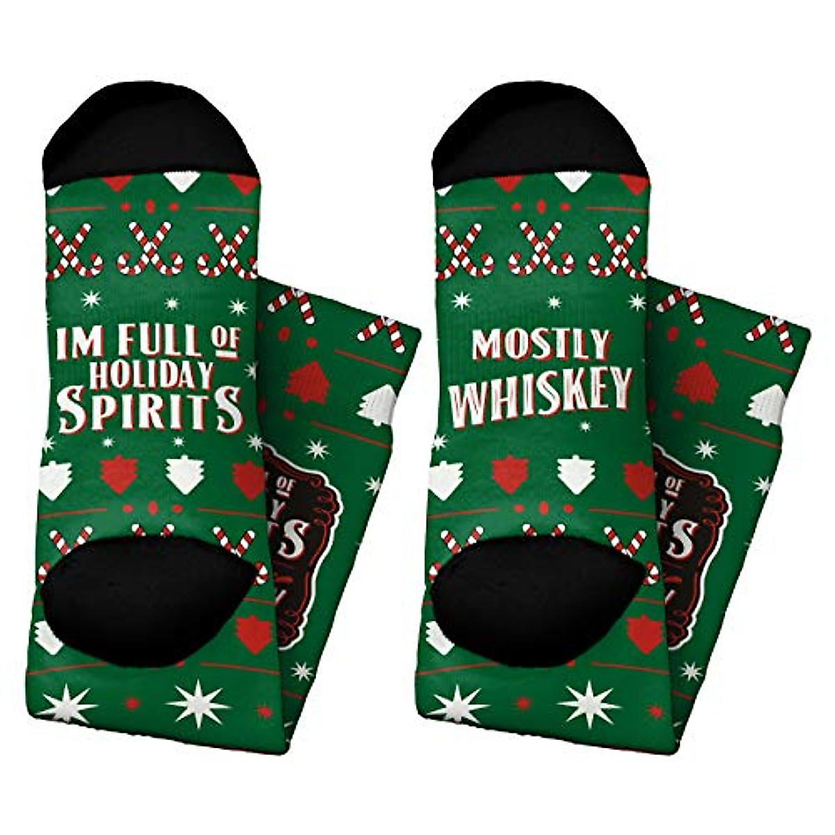 Hoilday Novelty Socks I'm Full Of Holiday Spirits Mostly Whiskey 1-Pair Novelty Crew Socks
