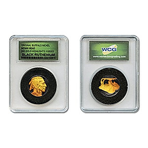 Black Ruthenium Indian Head Buffalo Nickel 2-Sided w/24KT Gold in Slabbed Holder
