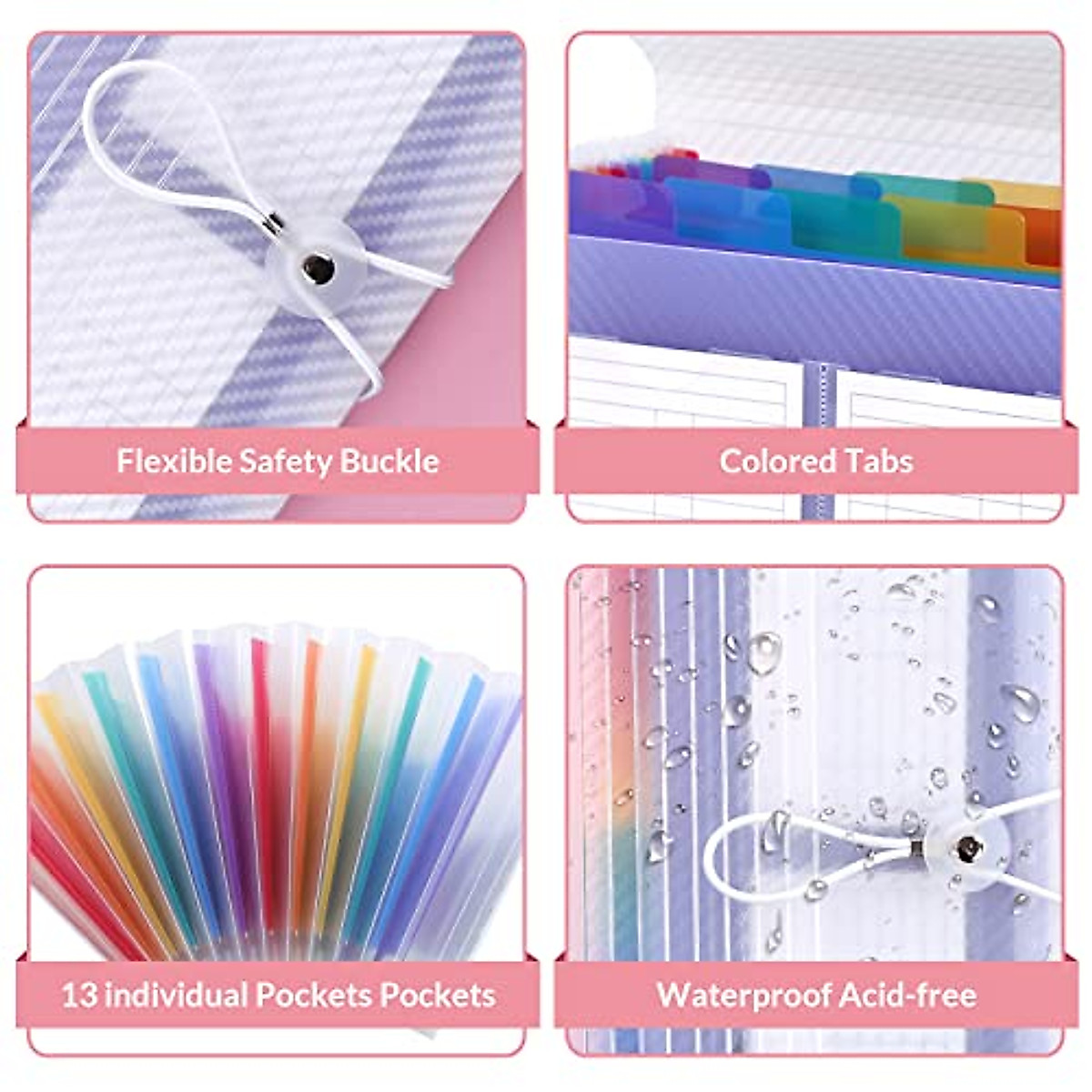 SKYDUE Receipt Coupon Organizer Holder, 13 Pockets Small Accordion File Organizer, Expanding File Folder for Envelope, Bill, Check Tax. 10 * 5.5 Inches