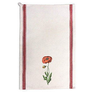 Custom Decor Kitchen Towels Red Poppy Vintage Look Botanical & Flowers Botanical & Flowers Abstract Botanical Cleaning Supplies Dish Towels Red Stripe Design Only