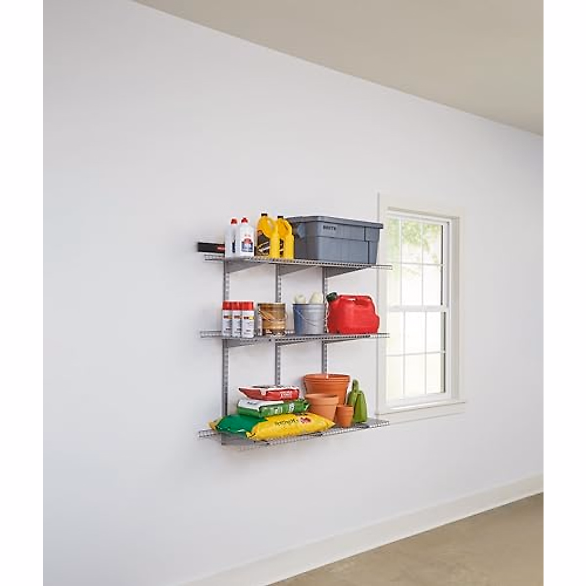 Rubbermaid Fasttrack Rail Storage 48"x16" 3-Shelf Kit, 350 lbs. Per Shelf, for Home/Garage/Shed/Workshop Organization