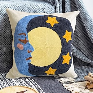 Molili Boho Tufted Throw Pillow Covers, Star Pillow Covers Mid Century Decorative Bohemia Cushion Case Pillowcase for Couch Sofa Child Bedroom Living Room Farmhouse(18×18inch)