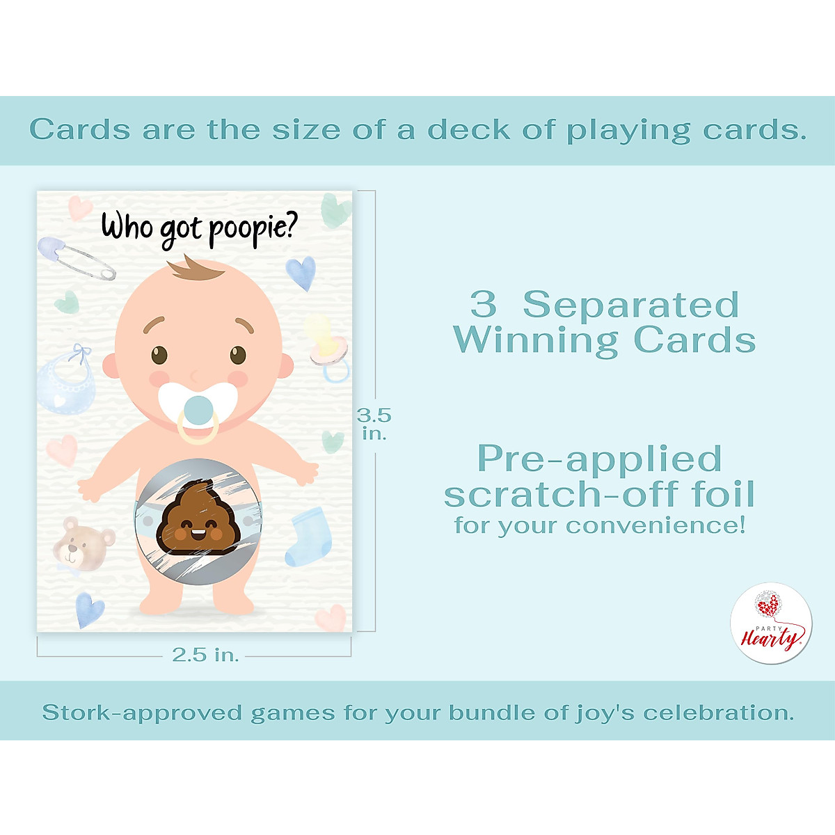 Party Hearty Baby Shower Games for Girl and Boy, 33 Poopie Emoji Scratch Off Lottery Tickets, Baby Games Ideas, Scratch Off Game.