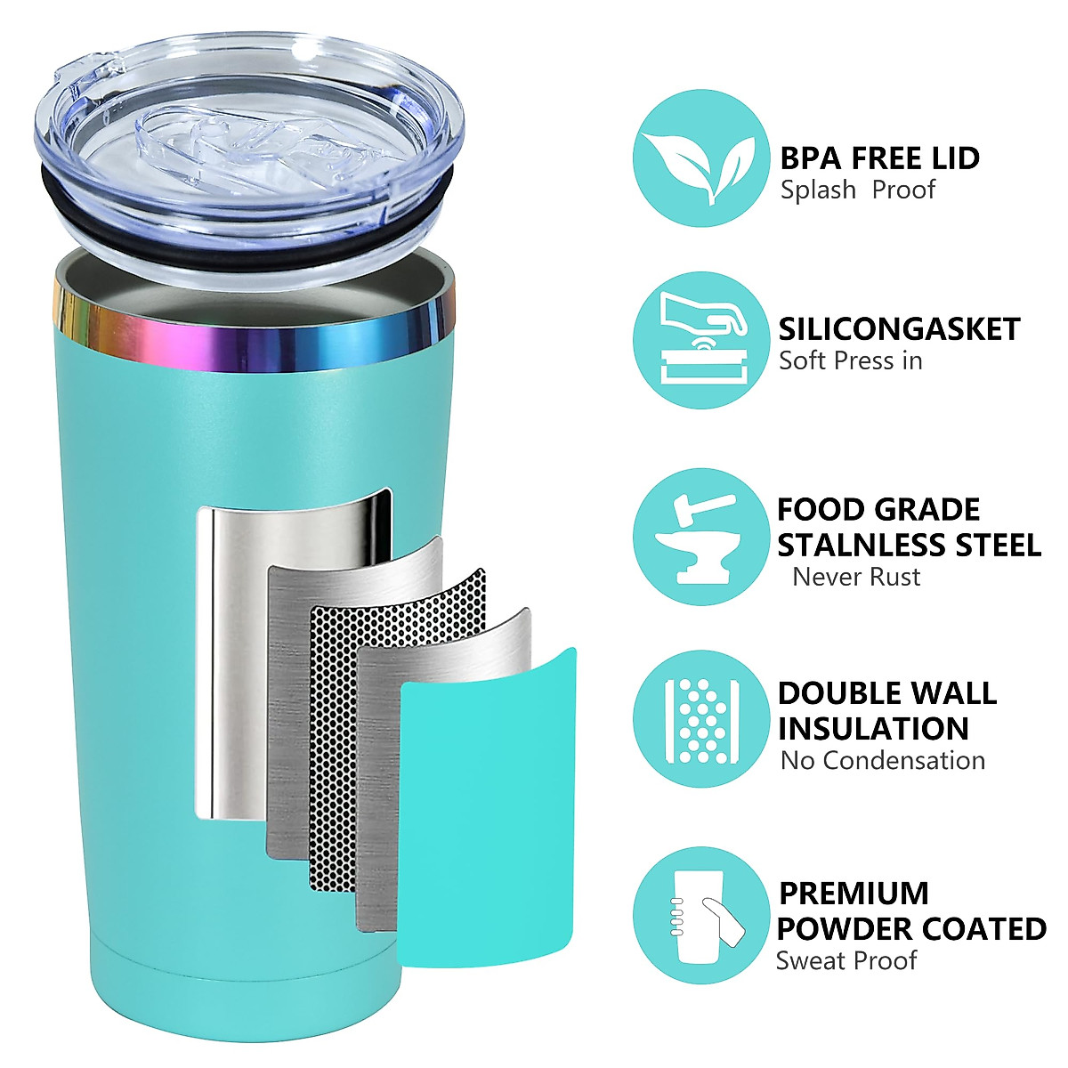 Icesip 20oz Tumbler with Lid And Straw,Stainless Steel Vacuum Insulated Mug,Double Wall Vacuum Insulated Coffee Cups for Cold & Hot Drinks,Insulation Travel Tumblers Cups