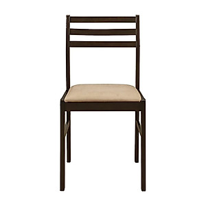 Coaster Home Furnishings 3-Piece Round Wood Dining Room Set Drop Leaf Extension Table Ladder Back Side Chairs Upholstered Seat Cushions Cappuccino and Tan 130005