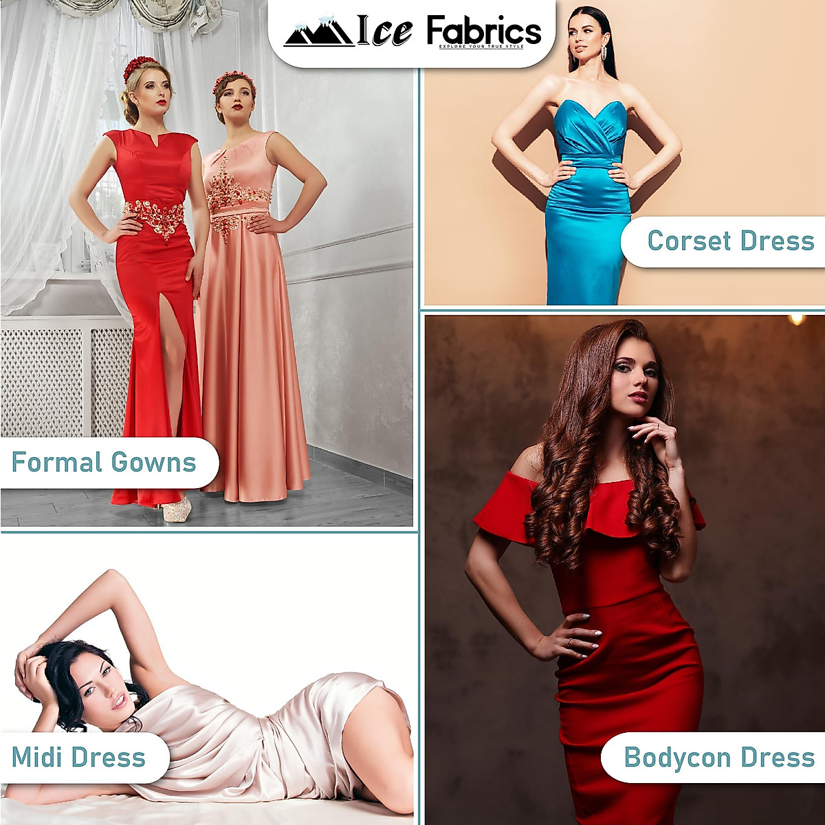 4 Way Stretch Silky Spandex Satin Fabric by The Yard - 60" Wide Shiny Satin Spandex Fabric for Dresses, Active Wear, Yoga Pants, Table Cloth - Thick and Heavy Spandex Fabric - Black - 1 Yard