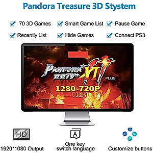 Pandora Treasure 3D Arcade Game Console - 26800 Games Installed, Search Games, Support 3D Games, Add More Games, 1280x720P, Favorite List, 4 Players Online Game, 2 Player Game Controls (Yellow)