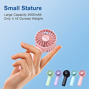 Windance Mini Portable Fan with 3 Speeds, Small Hand Fan USB Rechargeable, Personal Fan Battery Operate for Outdoor Indoor Commute Office Travel Pink 2000mAH