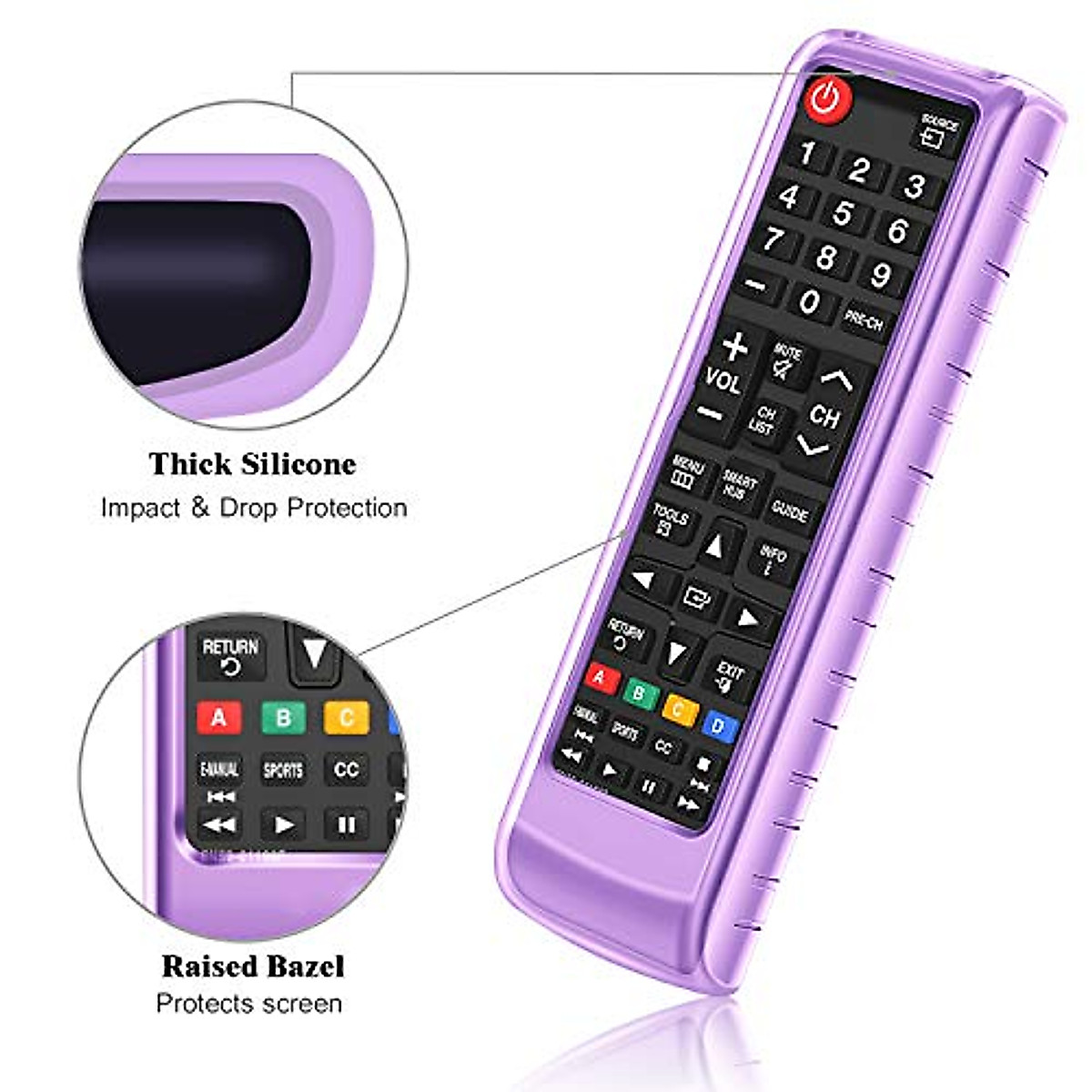 CaseBot Silicone Case for Samsung TV Remote, (Honey Comb) Lightweight Anti Slip Shockproof Cover for Samsung BN59-01315A BN59-01199F AA59-00666A BN59-01301A Remote, Purple-Glow in The Dark