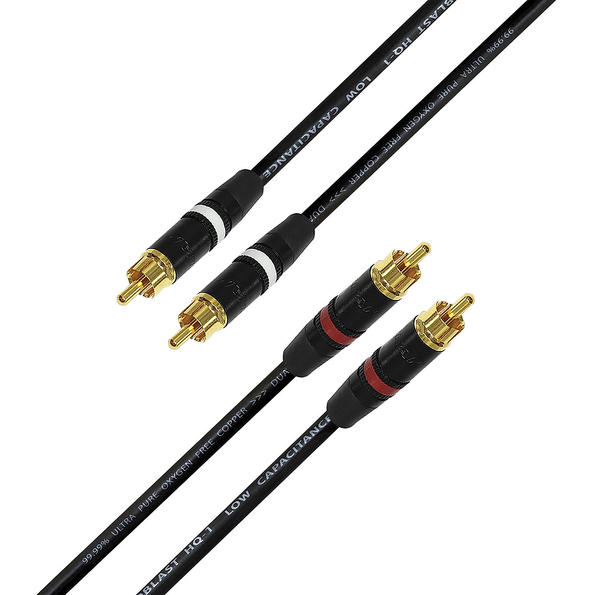 16 Foot RCA Cable Pair - Audioblast HQ-1 - Ultra Flexible - Dual Shielded (100%) High-Definition Audio Interconnect Cable and Neutrik-Rean NYS Gold RCA Connectors (2 Cables, Each 16 Foot Long)