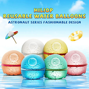 Hiliop 16PCS Reusable Water Balloons for Kids Adults, Silicone Refillable Water Balloons Self Sealing Water Balloons Quick Fill with Magnetic & Mesh Bag