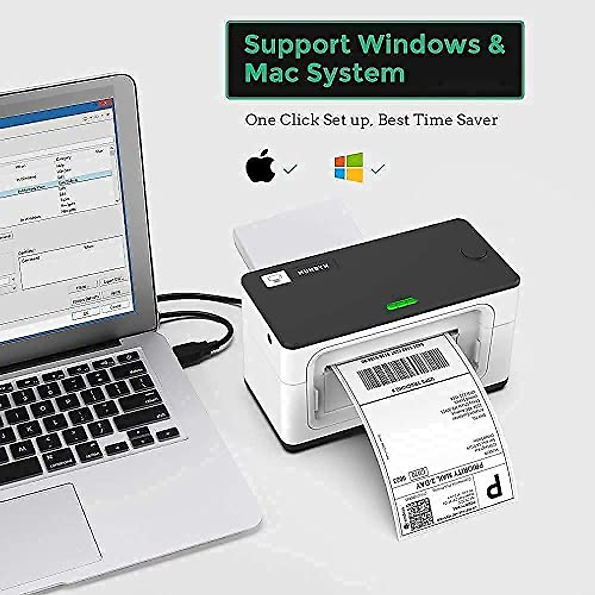 MUNBYN Thermal Label Printer 4x6, with Label Holder, High Speed Direct USB Thermal Barcode 4×6 Shipping Label Printer Marker Writer Machine