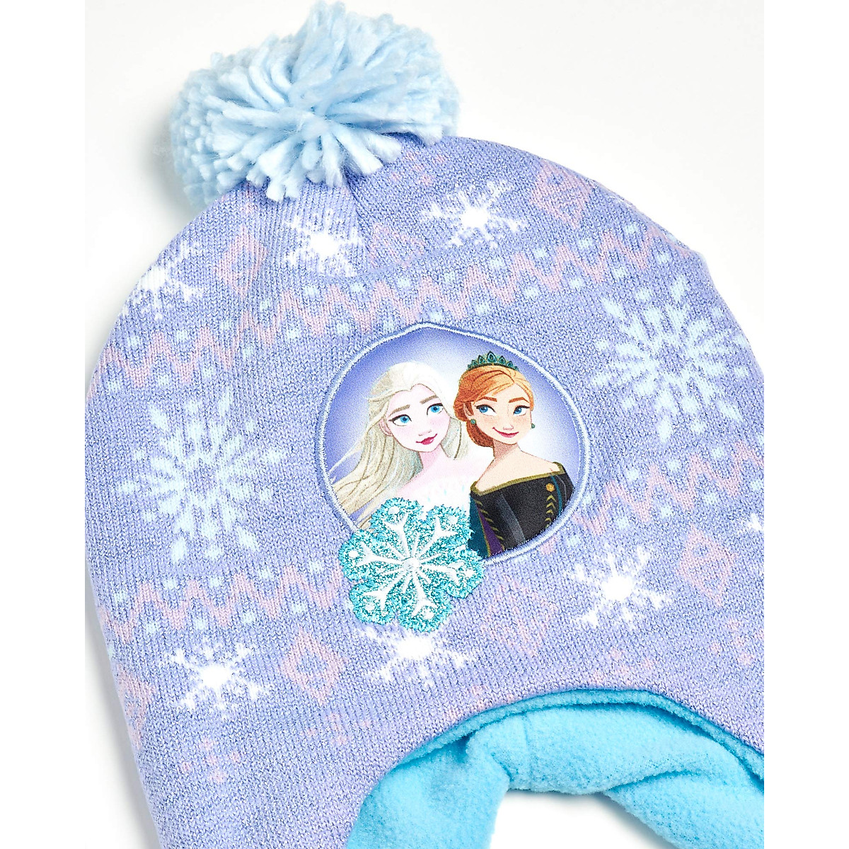 Disney Little Girls Frozen Elsa and Anna Beanie Hat and Gloves Cold Weather Set (Age 2-7), Size Age 4-7, Frozen Purple Gloves