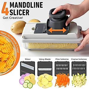 Mueller Vegetable Chopper Mandoline Slicer, Food Veggie Chopper, Cheese Grater, Onion Vegetable Cutter with Container, Dicer, Kitchen Gadgets & Essentials, White Sand/Grey