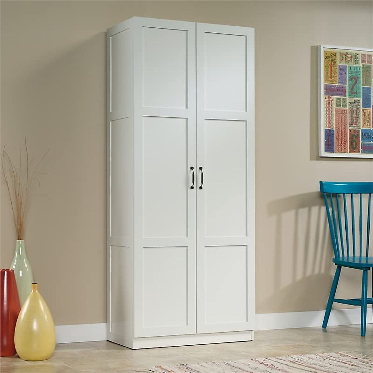Scranton & Co Contemporary Storage Cabinet, Utility Storage Cabinet, Pantry Cabinet in White