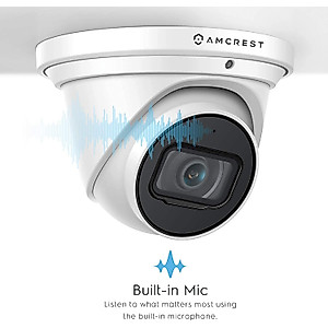 Amcrest 4K POE Camera AI Human/Vehicle Detection, UltraHD 8MP Outdoor Security Turret POE IP Camera, 3840x2160, Wide Angle, IP67 Weatherproof, MicroSD, Built in Mic, White (IP8M-T2669EW-AI)
