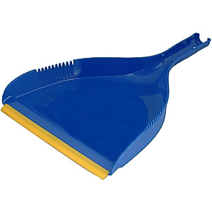 Superio Clip-On Dustpan - Heavy Duty Plastic, Easy Grip Clip-On Dust Pan with Rubber Edge, Detailed Sweeping Debris, Fits Standard Brooms Home & Commercial Dusting & Cleaning Tool, Blue, 2-Pack