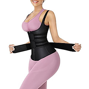 FeelinGirl Waist Trainer for Women Plus Size Workout Waist Training Vest with Straps Adjustable Gym Corset Waist Trimmer