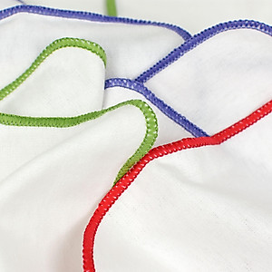 OsoCozy Flannel Cloth Baby Wipes - Reusable & Washable Saves Money - White 100% Cotton - Soft and Durable - Colorful Stitching - 8 x 8 inches, 15 Count (Pack of 1)