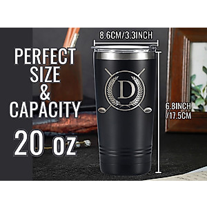 Onebttl Golf Gifts for Men with Initial for Golfer & Golf Lovers, 20oz Travel Mug with Golf Design, Perfect Gifts for Men, Birthday, Christmas - D