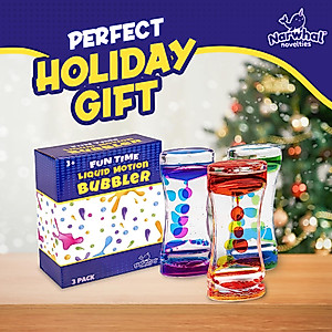 Narwhal Novelties Liquid Motion Bubbler for Kids and Adults - Hourglass Liquid Bubbler/Timer for Sensory Play Toys, Fidget Toy and Stress Management (3 Pack)