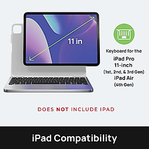 Brydge 11 MAX+ Wireless Keyboard Case with Multi-Touch Trackpad for iPad Pro 11" & iPad Air 11", White Magnetic SnapFit Case, Silver Keyboard