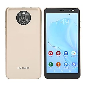 5.45 Inch Screen Dual Sim Mobile Phone, MTK6779 Quad Core CPU 3 Card Slots ABS Smooth Running Speed Unlock Smartphone for Playing Games (Gold)